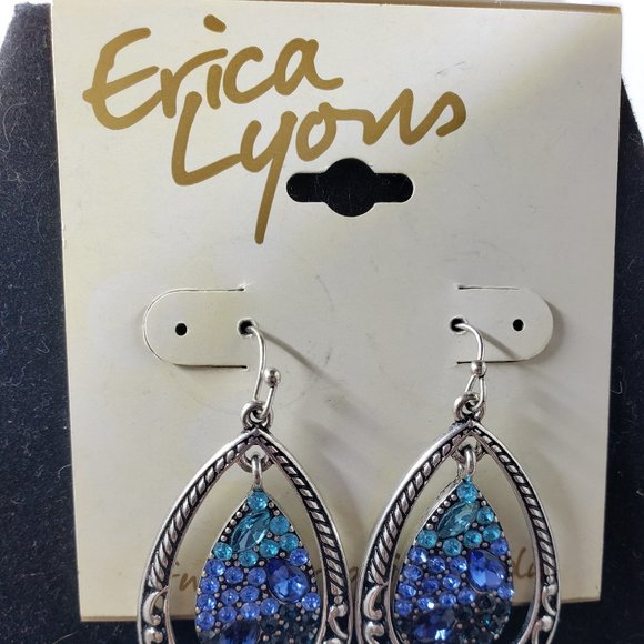 Erica Lyons | Jewelry | Nwt Erica Lyons Blue Glass Earrings | Poshmark